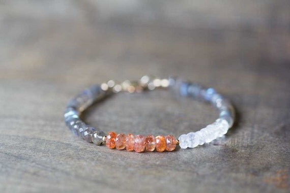 Labradorite Rainbow Moonstone & Sunstone Bracelet