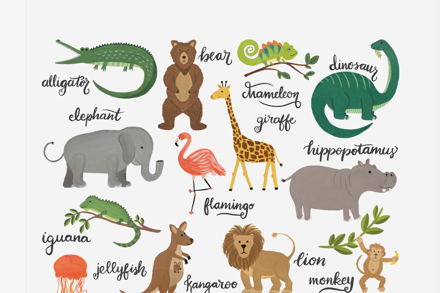 Animal Alphabet Chart Art Print