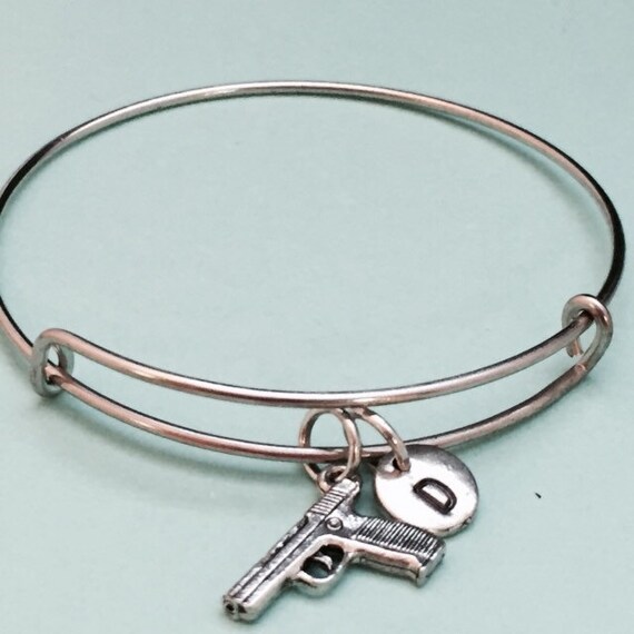 Pistol bangle pistol bracelet gun charm bracelet weapon