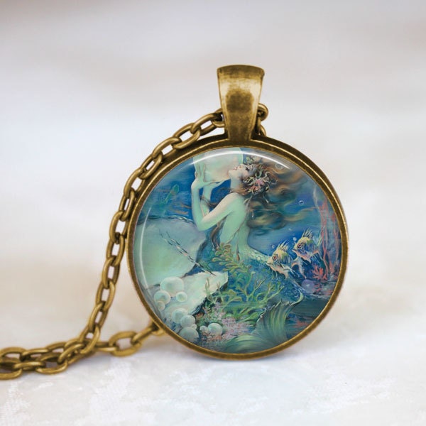 Mermaid Necklace Mermaid Pendant. Mermaid Jewelry. Art