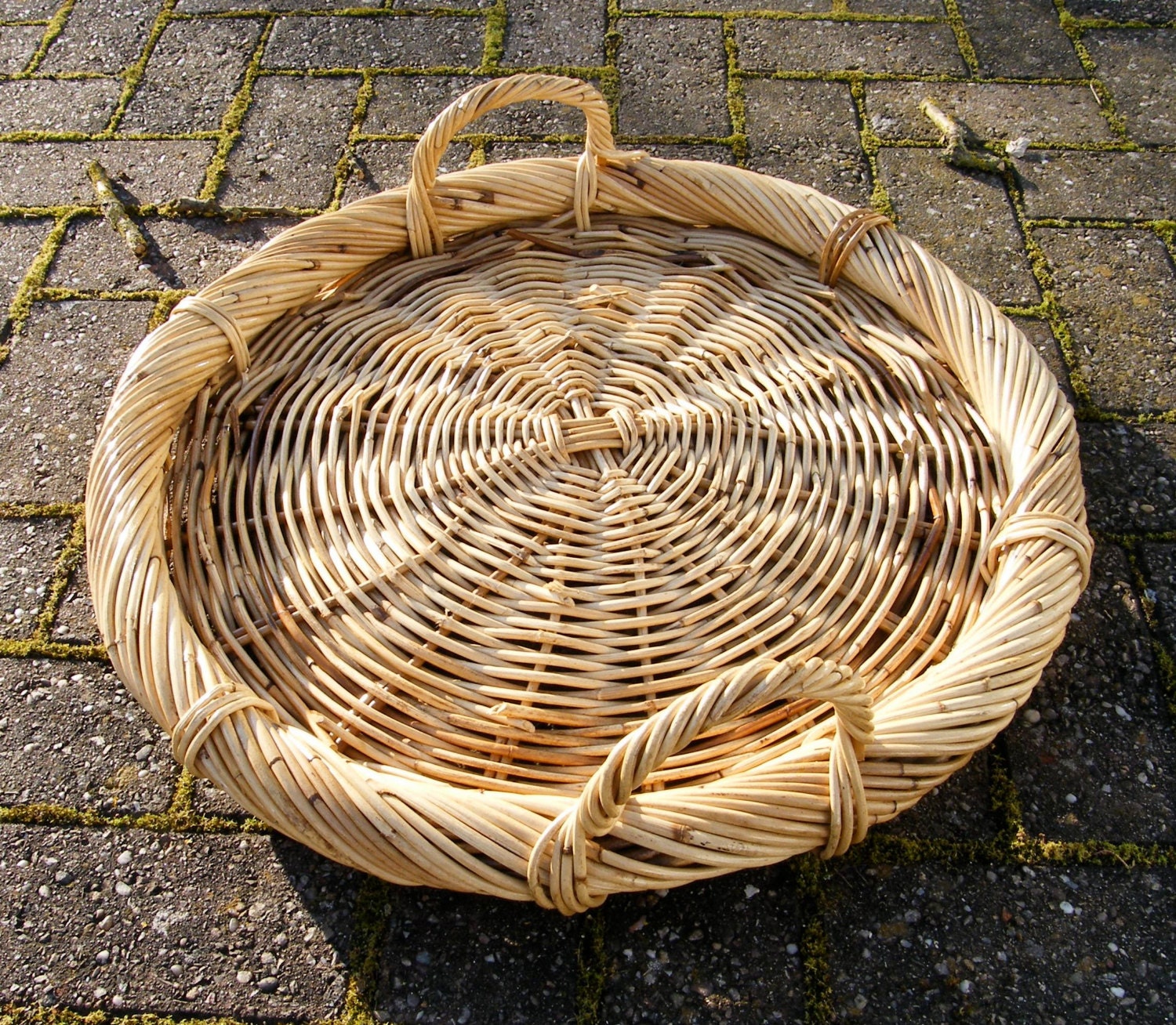 Whicker Platter Basket, Bread Platter, Large Wicker Basket, Flat Basket ...