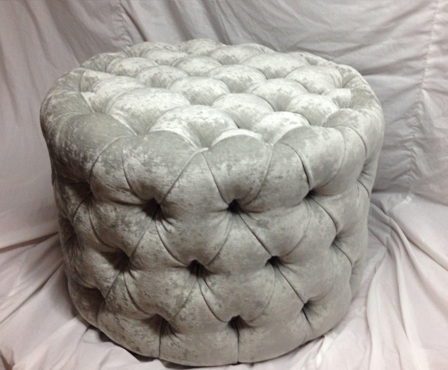 Round Tufted Ottoman Upholstered Ottoman Coffee Table Tufted