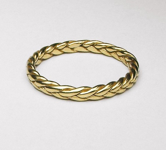 Solid 10k Yellow Gold Thin Braid Ring by jennifertullwestberg
