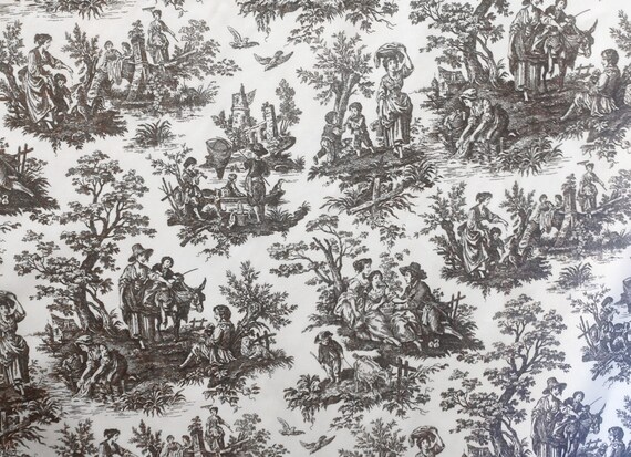 Black Toile Fabric Waverly Toile Designer Fabric Colonial