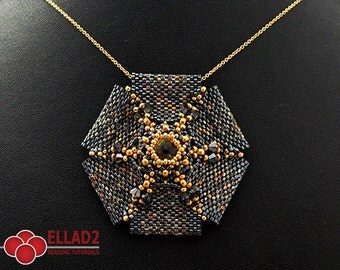 Tutorial Cross Pendant beading pattern PDF by Ellad2 on Etsy
