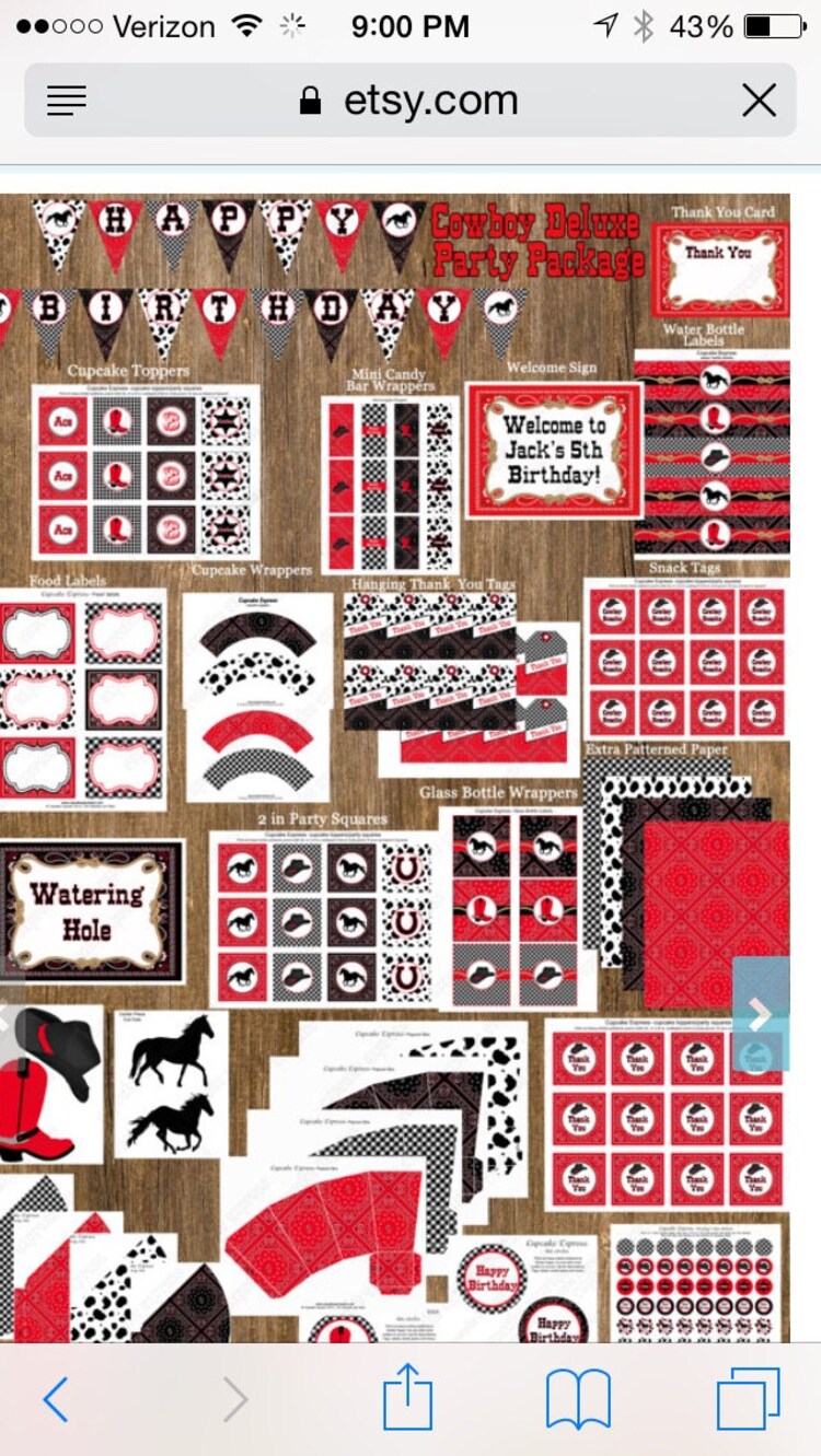 Cowboy Birthday Party labels western PRINTABLE by CupcakeExpress