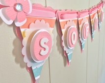 Baby Shower Banner. Girl Birthday Banner. Rainbow Banner. Striped ...