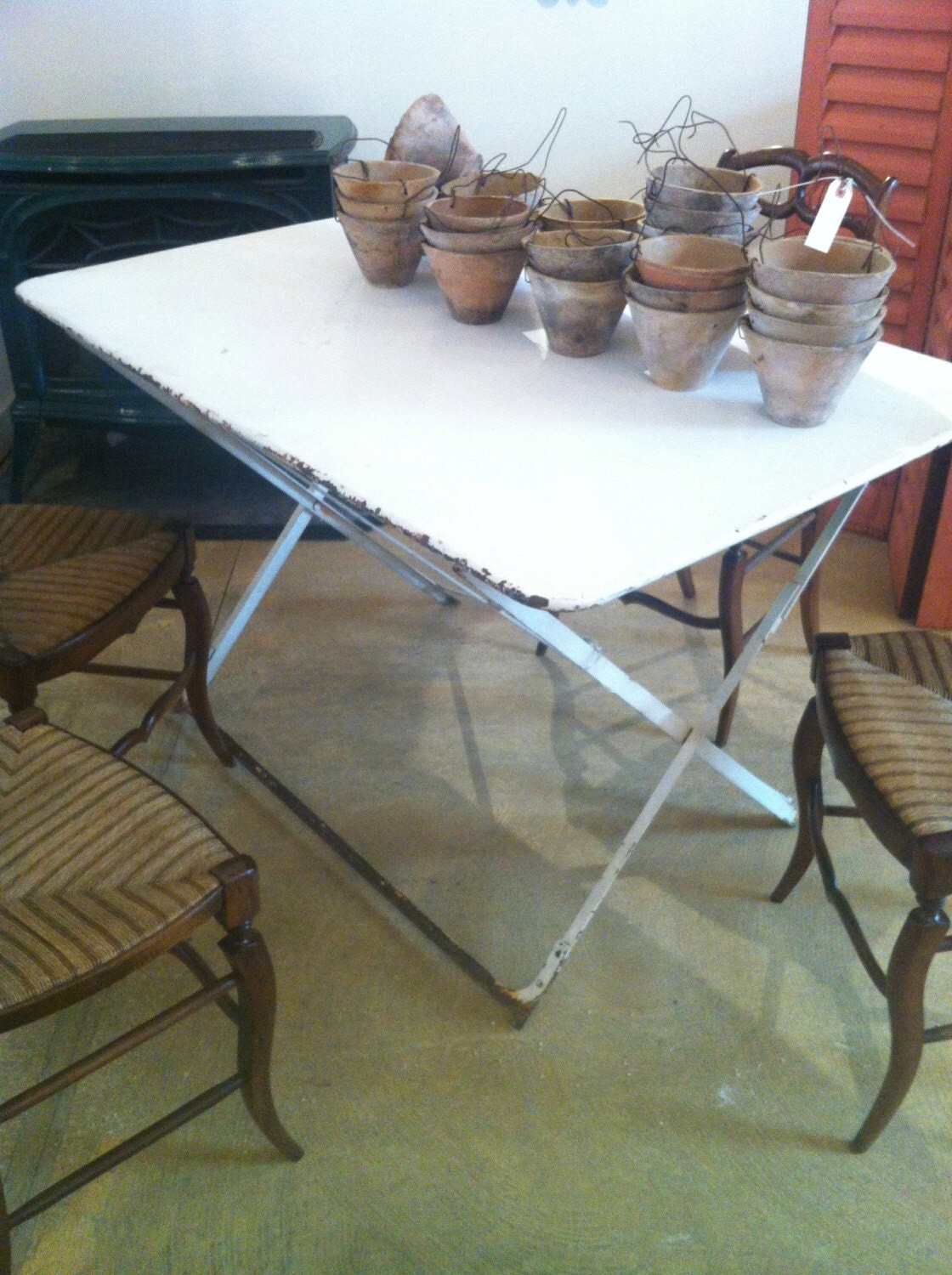 Vintage French Folding Large Bistro Table White – Haute Juice