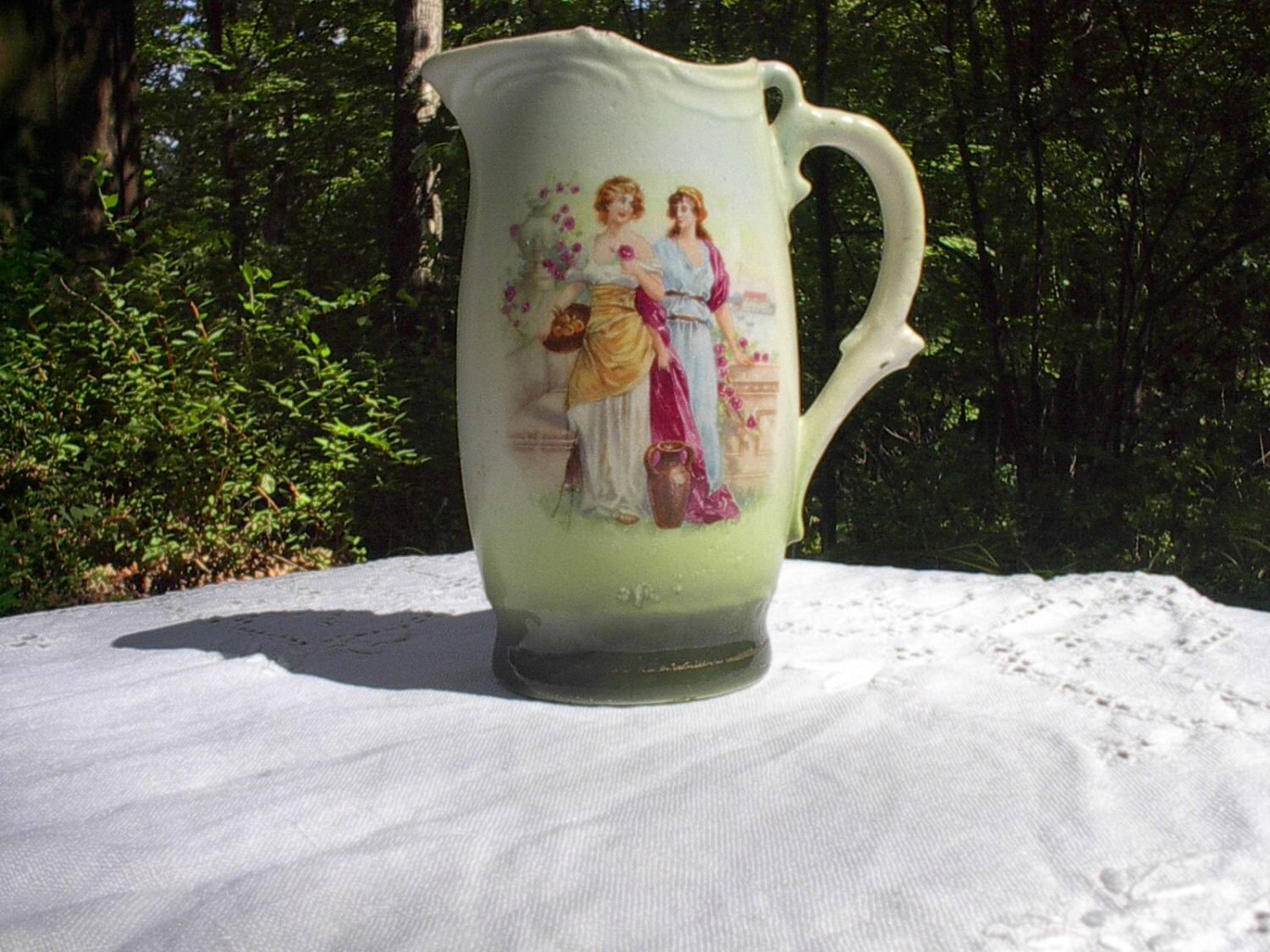 Antique Milk Pitcher, Ladies with Flowers, Made in Czechoslovakia ...