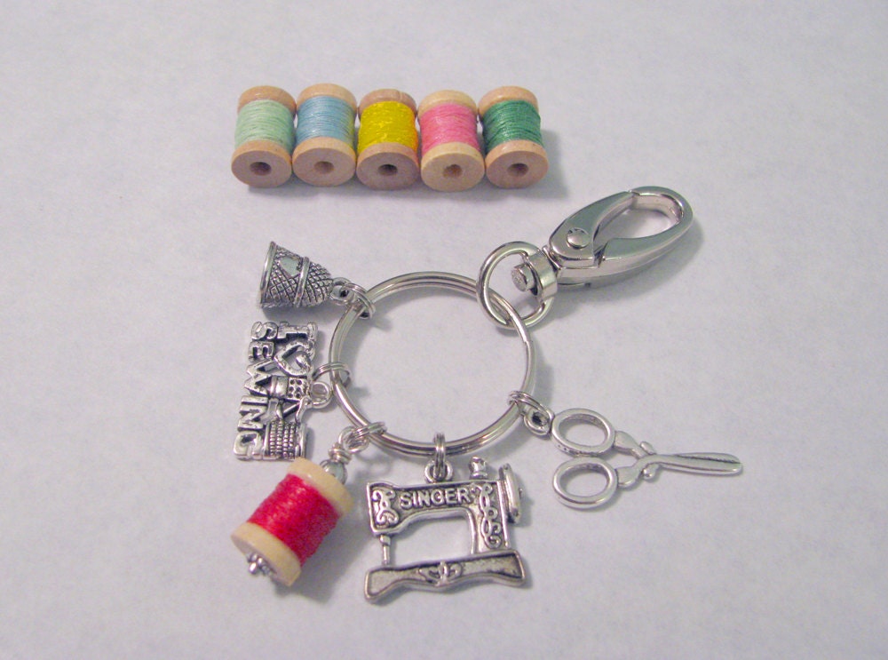I HEART SEWING Unique Love To Sew Key Chain Purse Charms