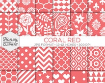 Coral Digital Paper - Printable Coral Backgrounds - Coral Pattern ...