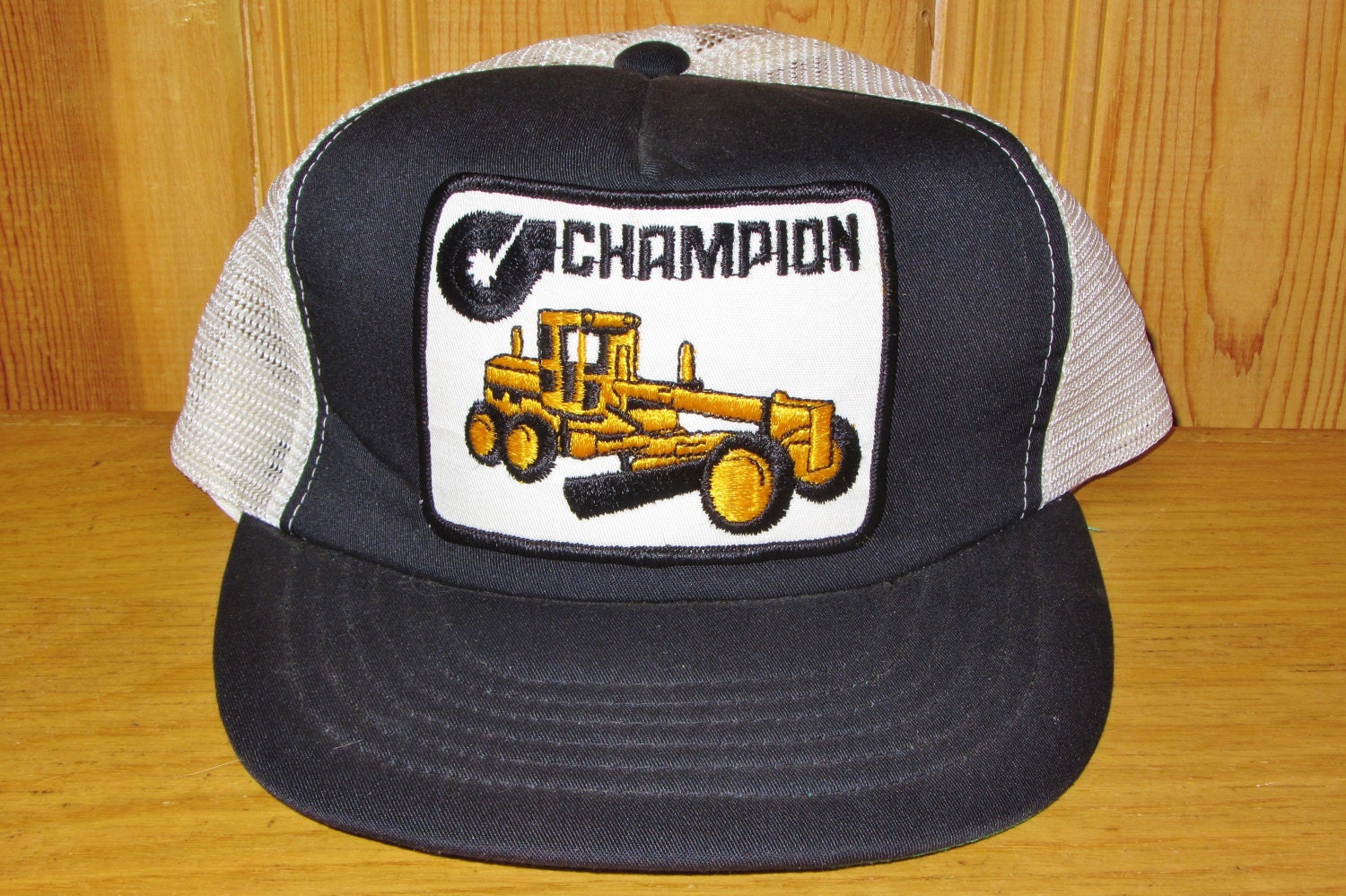 CHAMPION Motor Graders Original Vintage 80s White Mesh Trucker Snapback ...