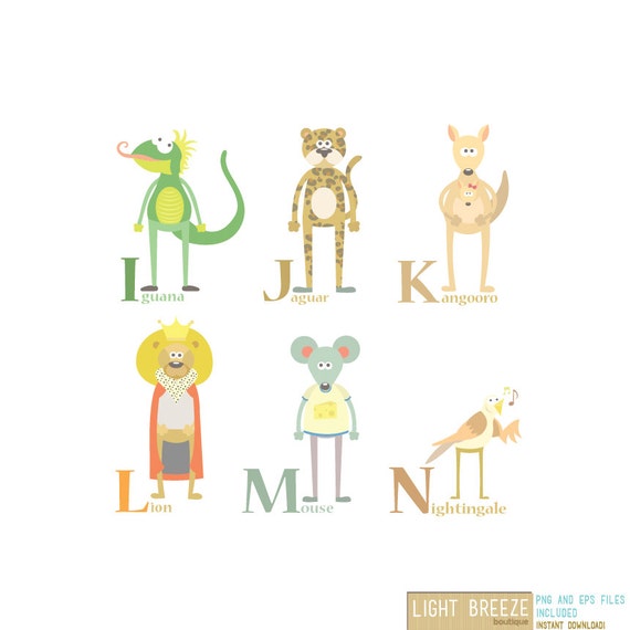 Animal ABC Digital Clipart & Vector Set Instant Download