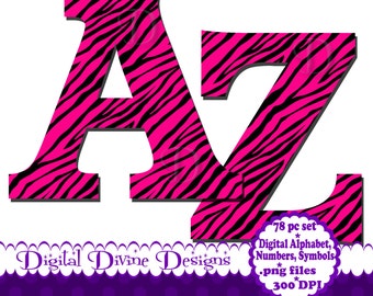 Zebra print alphabet | Etsy