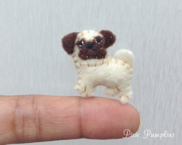 Tiny Pug Dog Plush Toy Miniature Felt Pug Pug Miniature
