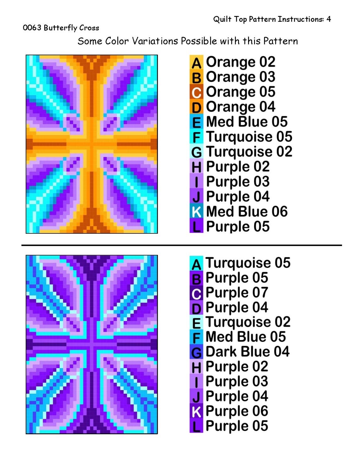 0063 Butterfly Cross Quilt Pattern