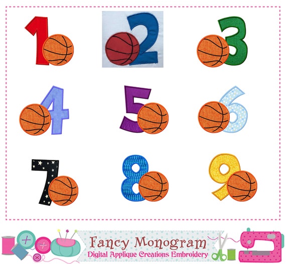 Basketball Number 19 appliqueBirthday Number 19