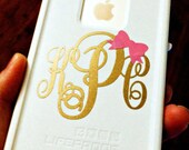 Monogram iPhone Decal with bow monogram for iPhone monogram decal ...