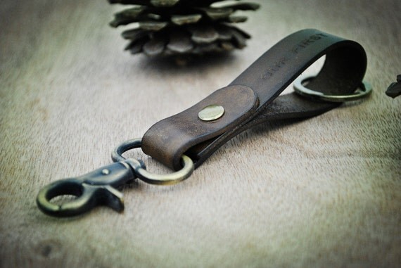 mens keychain handmade leather keychain by Leathertaste on Etsy