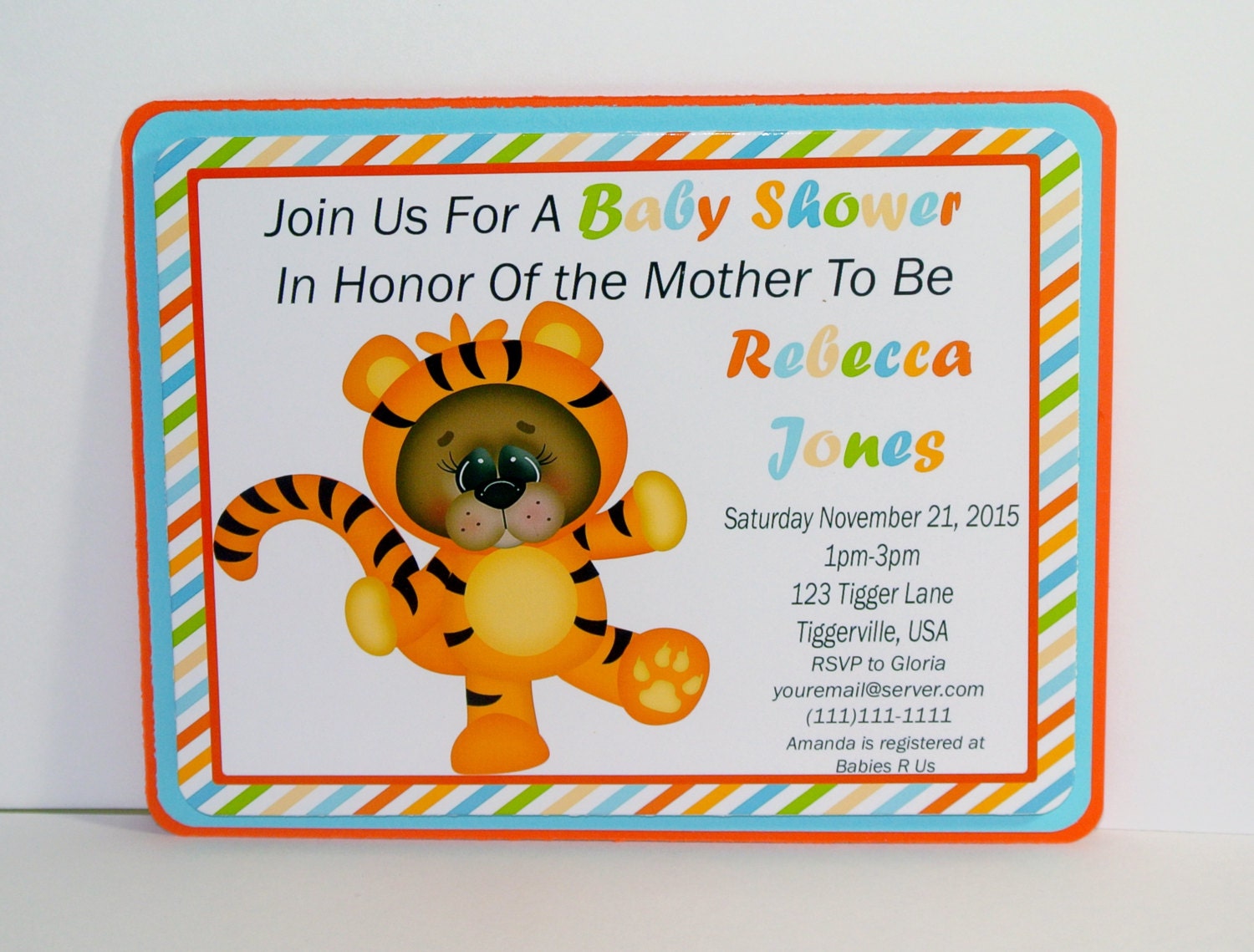 Set of 10 Tigger Baby Shower Invitation by CraftieChicksParties