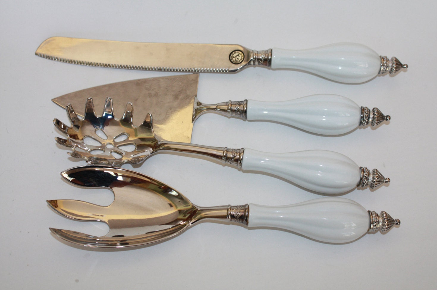 Godinger Serving Pieces, Porcelain Handles, White Ceramic Serving Set ...