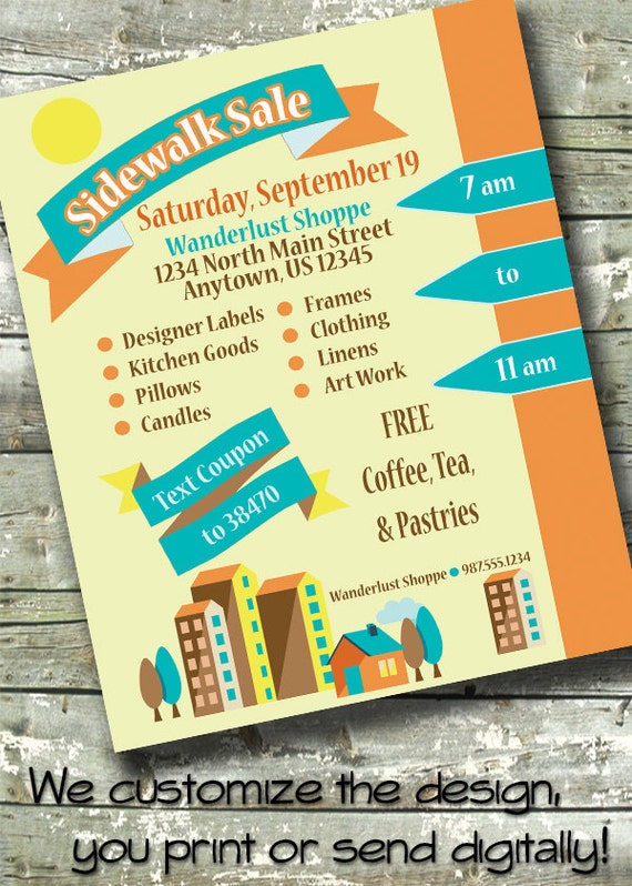 Items similar to Sidewalk ~ Garage ~ Moving Sale ~ Infographic ~ YELLOW ...