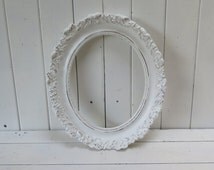 Ornate Oval picture frame Open French Country Cottage Chic distressed ...