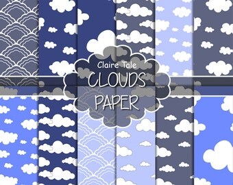 Cloud digital paper | Etsy