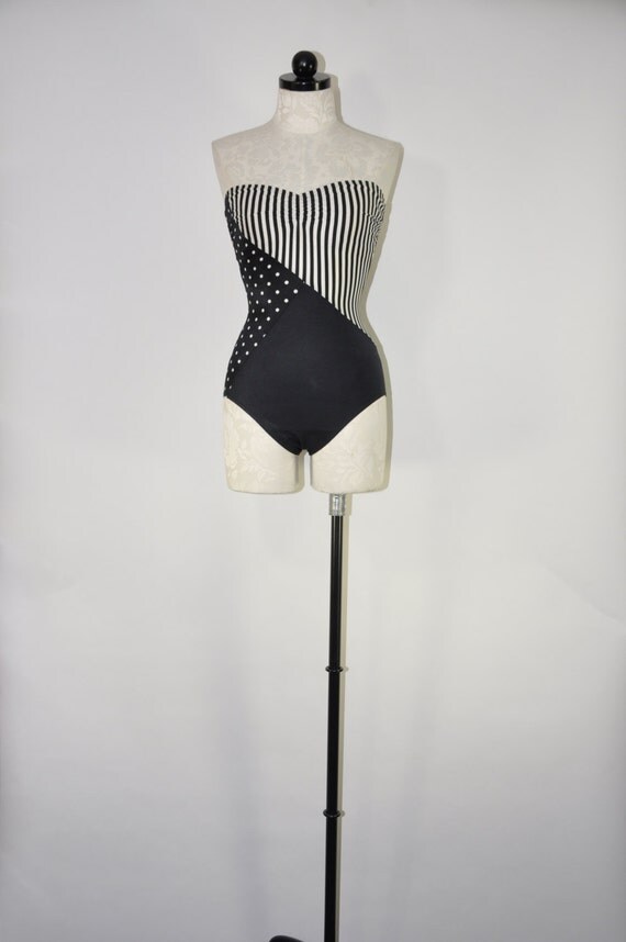 Black And White Swim Suit Strapless One Piece Swimsuit
