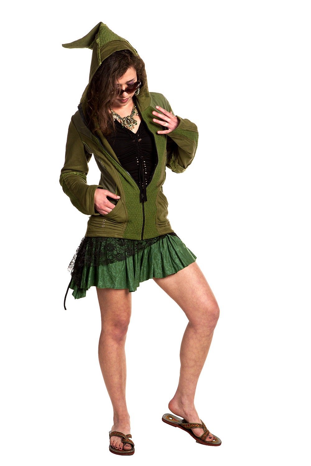 PIXIE HOOD JACKET lace fleece pixie jacket psy pixie hood