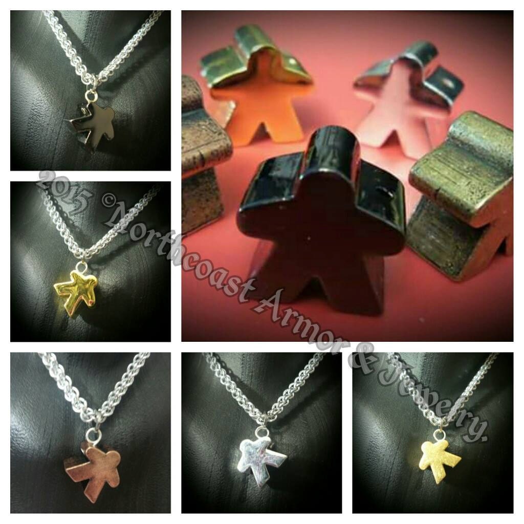 Handmade JPL Chainmail Metal Meeple Necklace