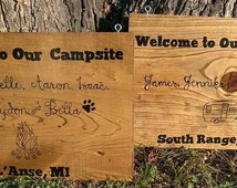 Personalized Welcome To Our Campsite Wood Sign - Custom Handpainted ...