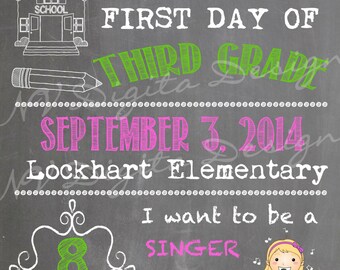 First Day Of School Chalkboard Poster Sign for First Day Of