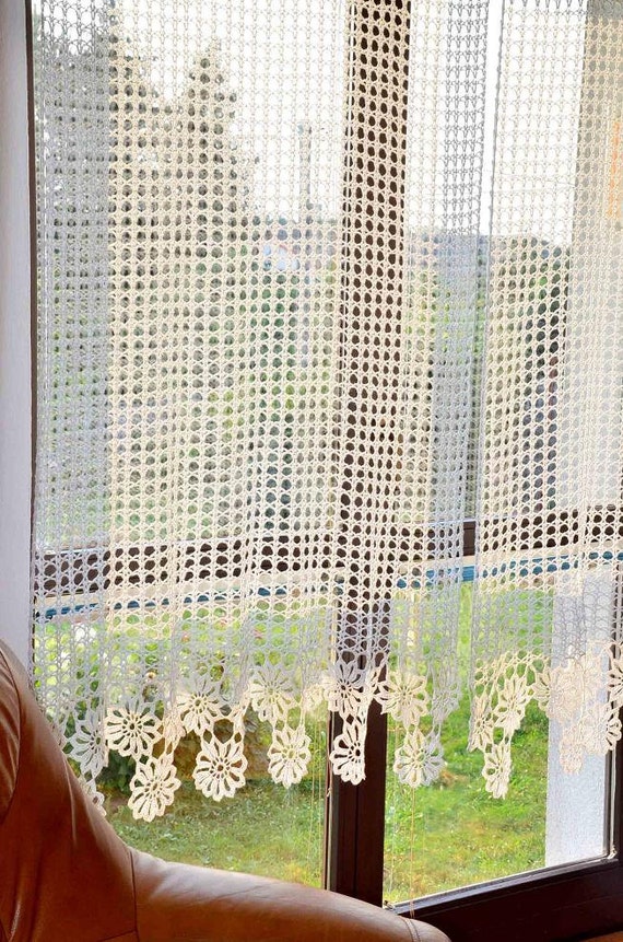 Curtain Crocheted curtain Crochet curtain by Katescrochetwork