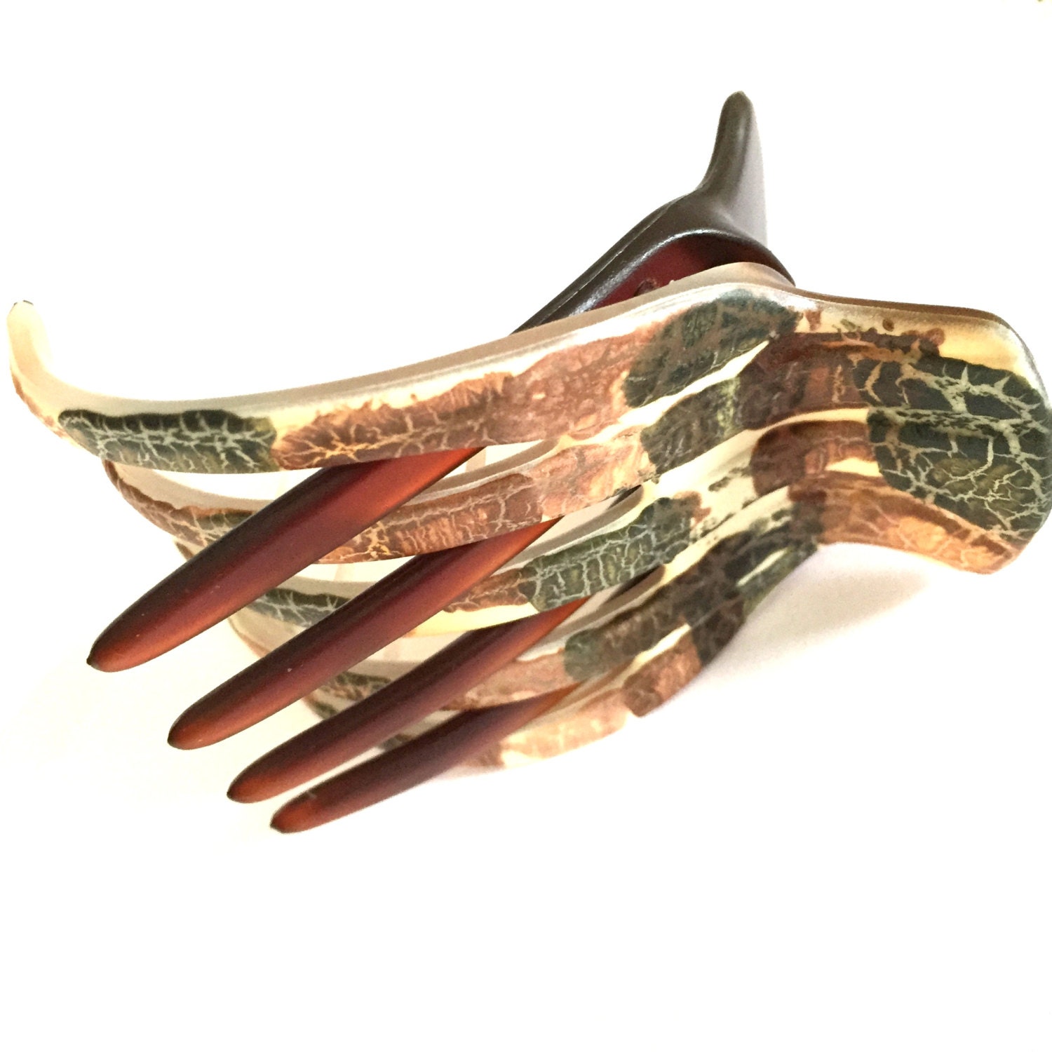 French Hand Painted Tortoise Shell Hair Jaw Clip by AlekhFashions