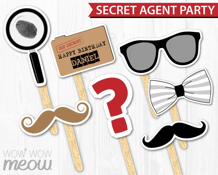 Secret Agent Spy Photo Props INSTANT DOWNLOAD Decoration