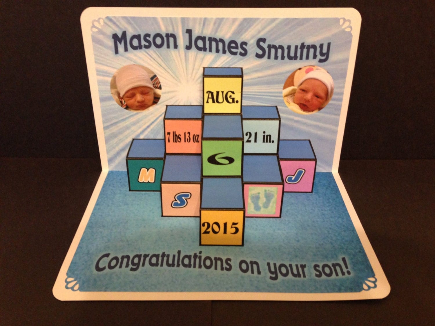 Baby Congratulations Pop Up Card personalized