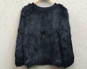 Rabbit fur sweater | Etsy
