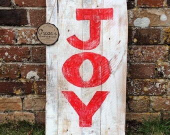 Items similar to Wooden Christmas Joy Sign Featuring Santa for Indoor ...