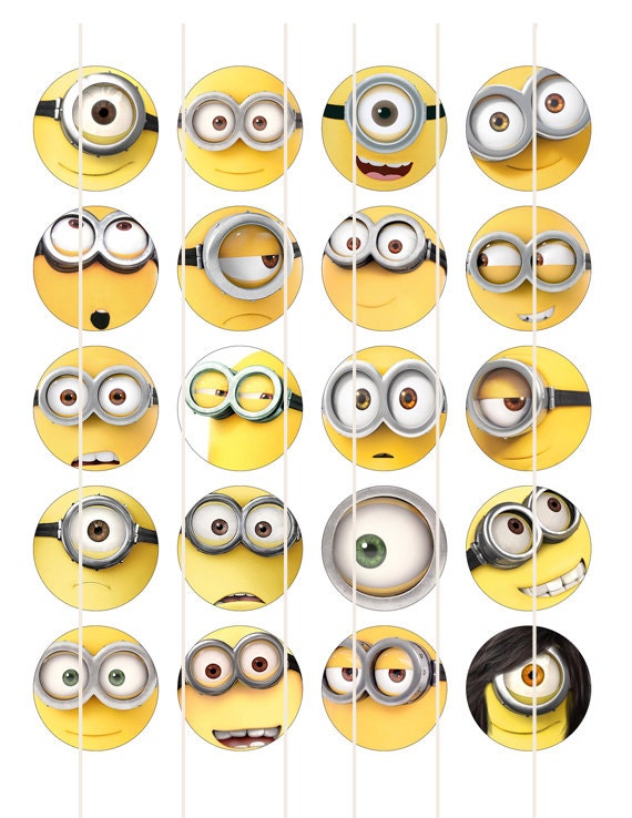 Round Minions cartoons faces digital collage by GraphicsPaper
