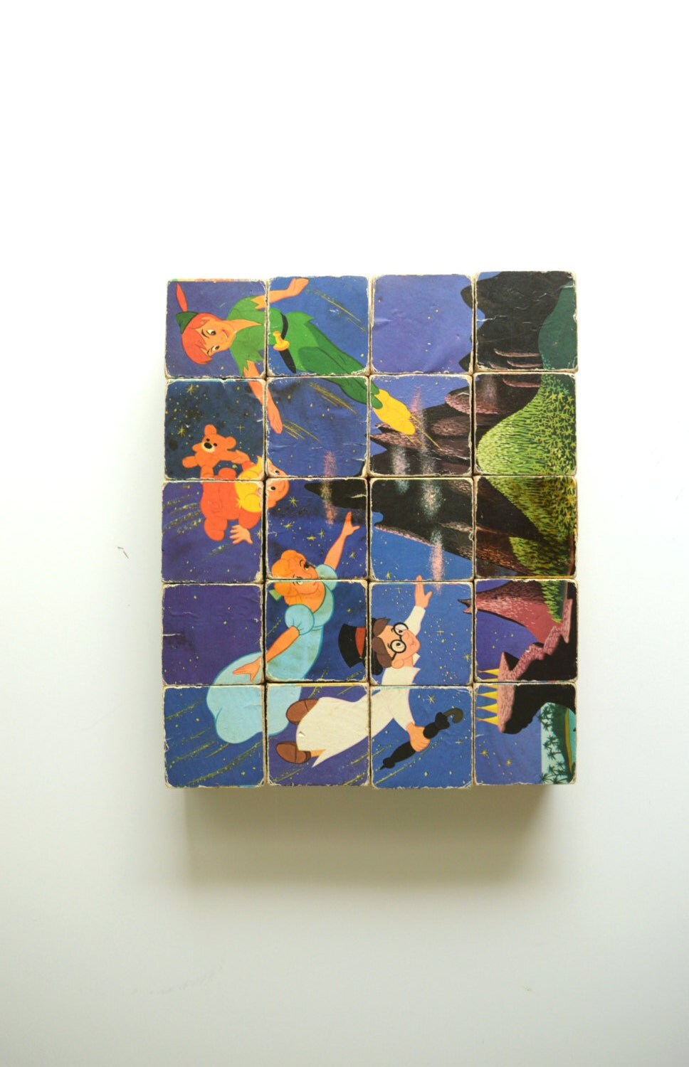 Vintage Disney Block Puzzle . Antique Wood Blocks . Wood