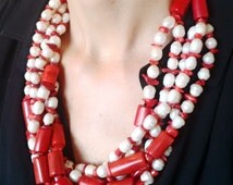 Unique coral rose necklace related items | Etsy