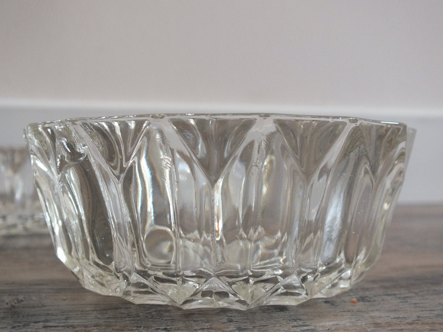 4 glass ramekins relief motive vintage by TheFrenchAtticBazaar