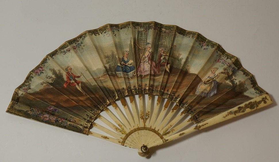 Antique Hand Painted Paper Fan – Haute Juice