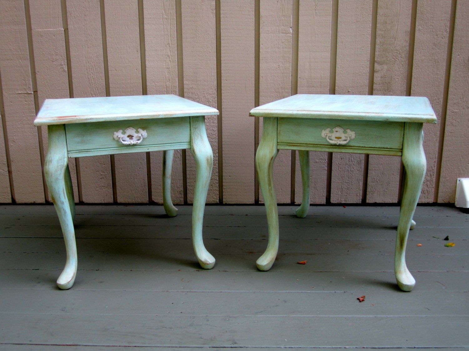 Beachy end tables, retro cottage end tables, pair of end tables, mint ...