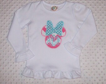 Minnie Mouse Applique Red Polka Dot Ruffle Ribbon Socks