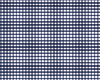 Navy gingham fabric | Etsy