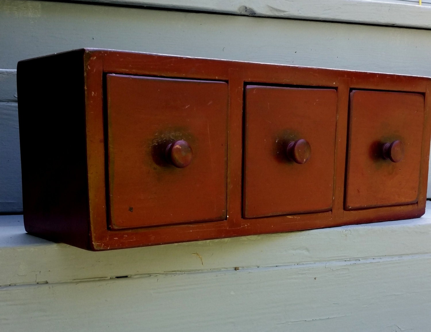 Rustic Chic Country home decor storage Rust Red distresed Wood box with ...