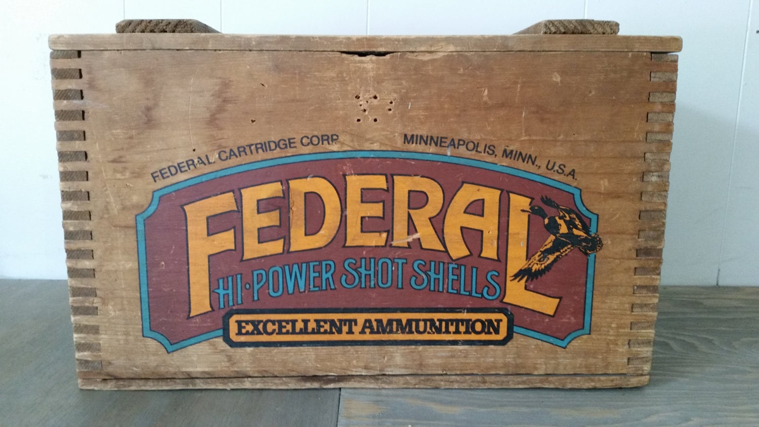 Vintage Wooden Federal Hi Power Shot Shells Ammunition Box, Hunting ...