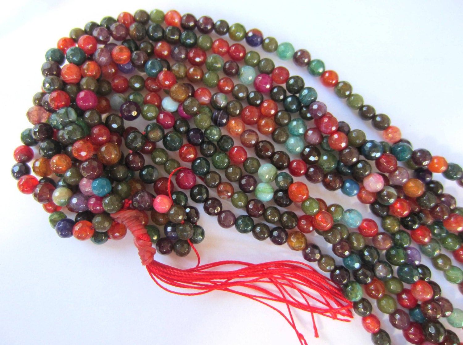 Tourmaline beads multi color gemstones faceted 15 inch